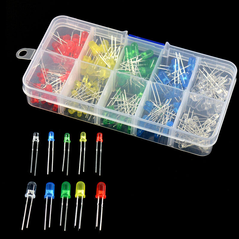 200 stk 3V 20mA 3mm 5mm 5runde LED lysdioder Assorted Kit ...